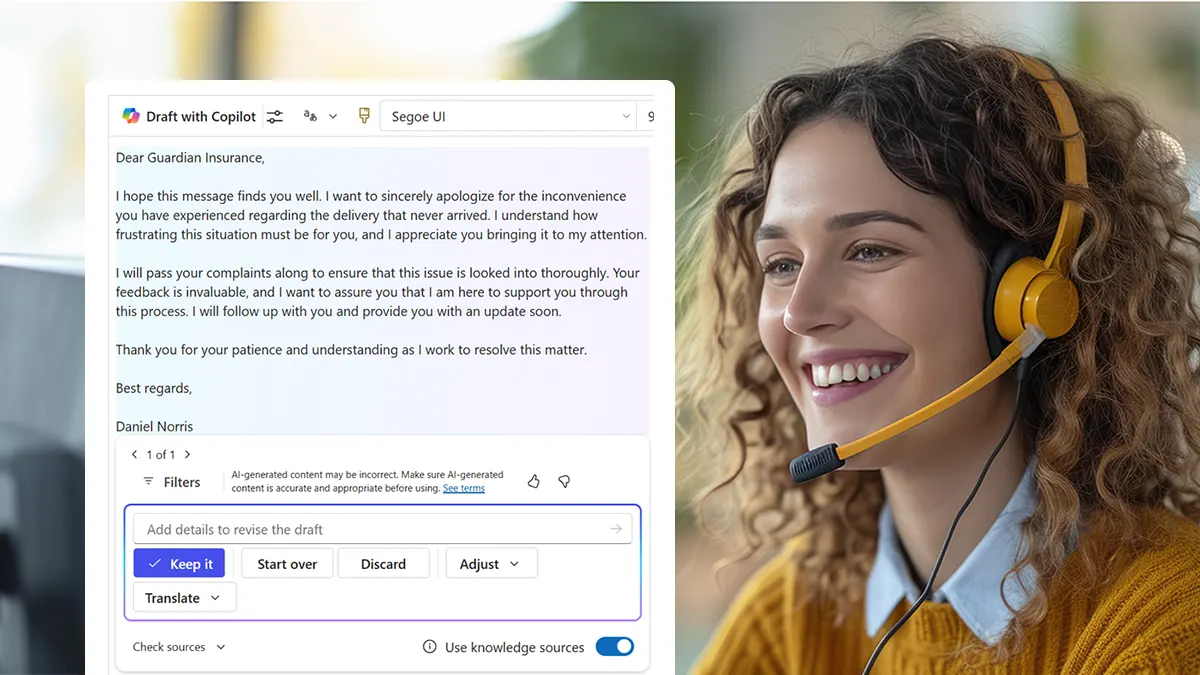 How Copilot Content Assist Creates D365 Customer Service Emails